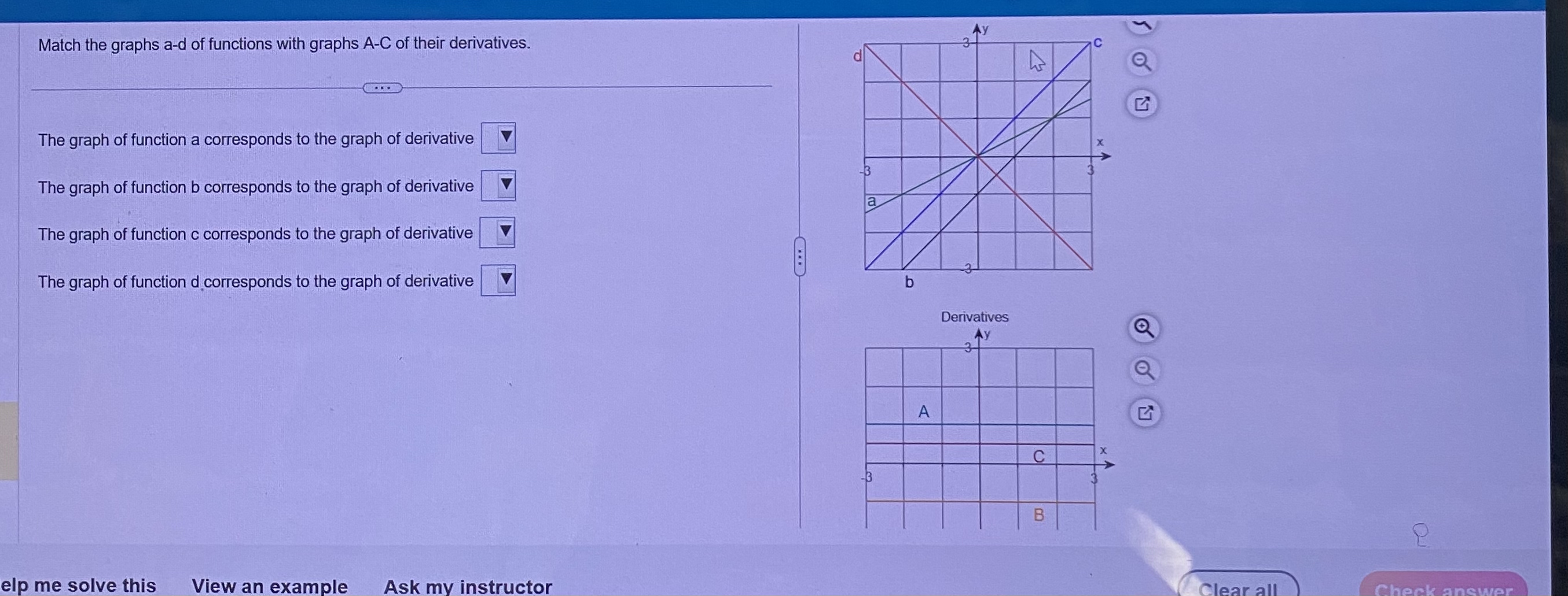 Solved Match the graphs a-d of functions with graphs A-C of | Chegg.com
