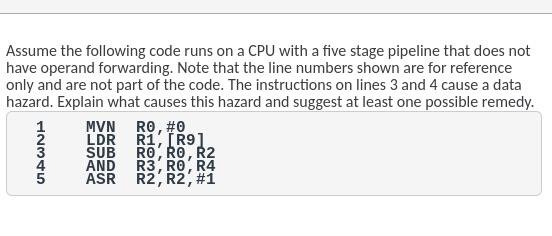 Solved Assume the following code runs on a CPU with a five | Chegg.com