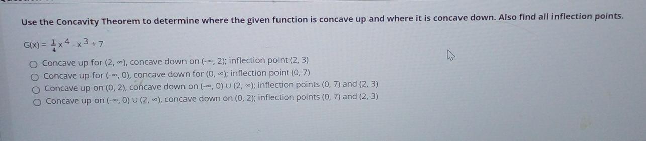 Solved Use the Concavity Theorem to determine where the | Chegg.com