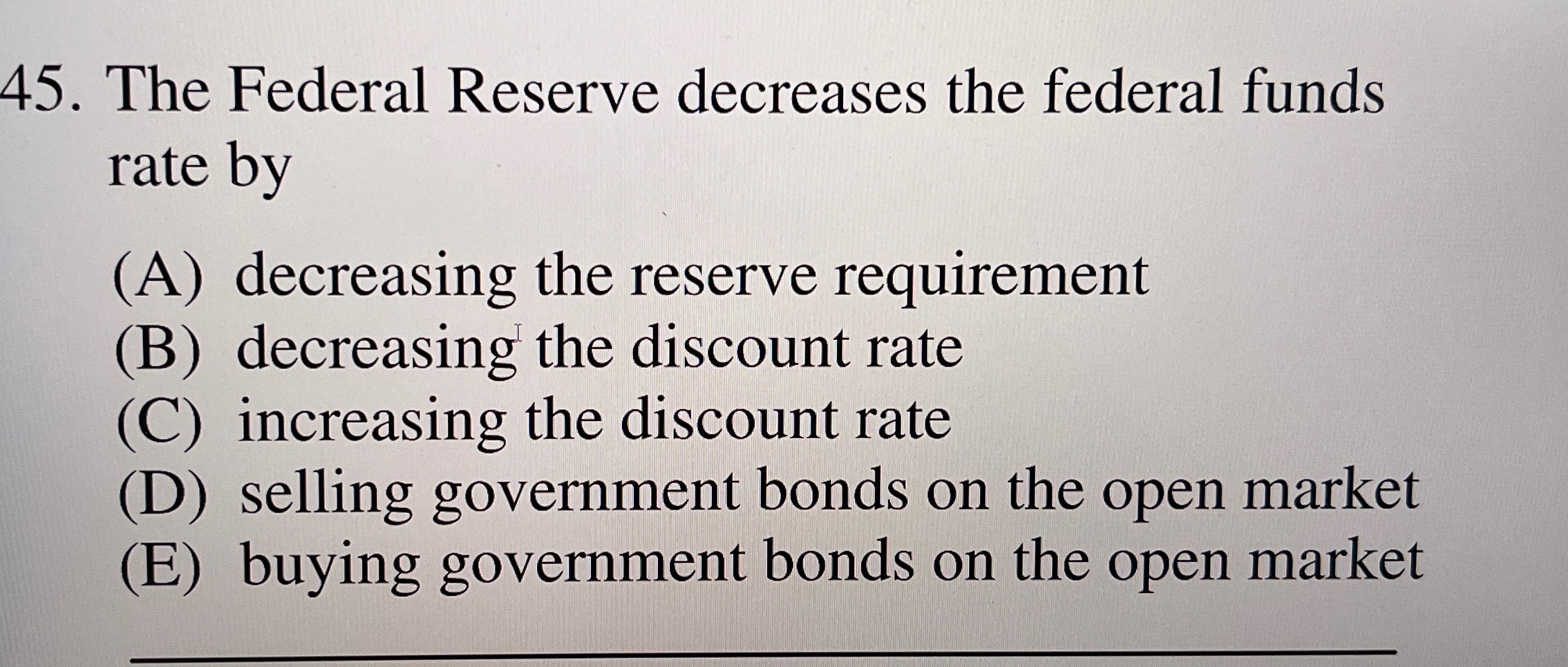 Solved The Federal Reserve decreases the federal funds rate | Chegg.com