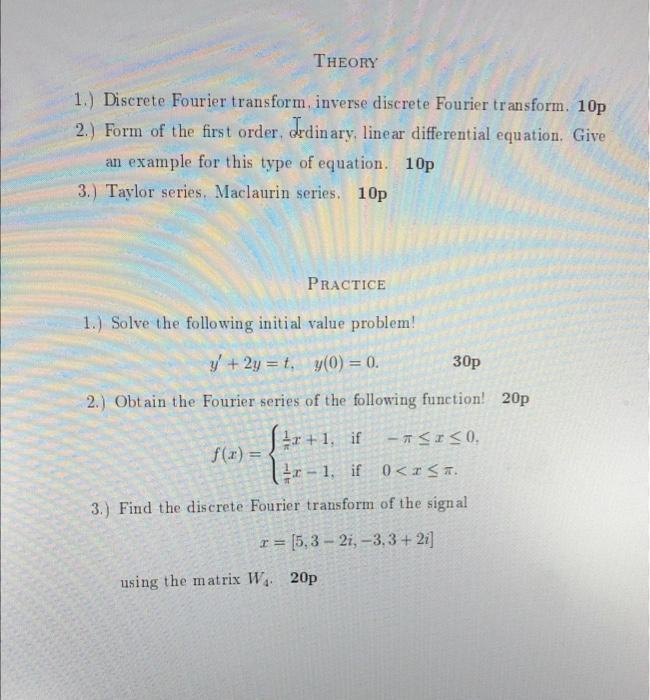Solved THEORY 1.) Discrete Fourier transform. inverse | Chegg.com