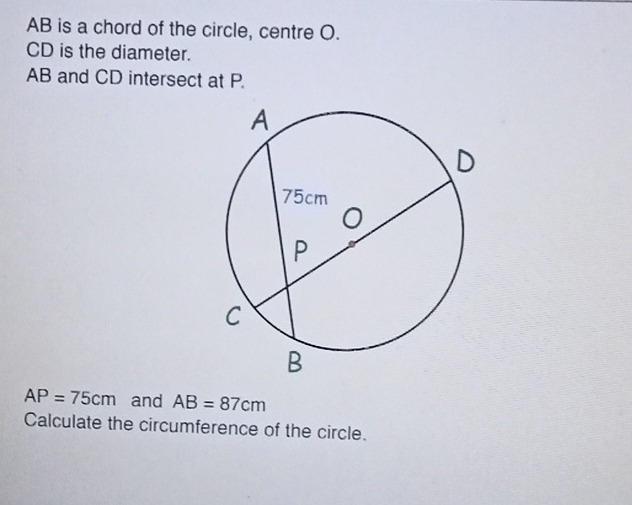 Solved AB ﻿is a chord of the circle, centre O. ﻿CD is the | Chegg.com