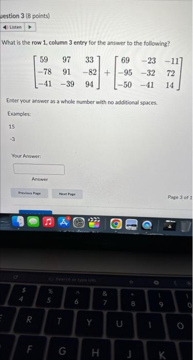 Solved What is the row 1 , column 3 entry for the answer to | Chegg.com