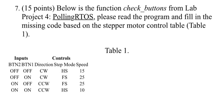 Solved 7.(15 points) Below is the function check_buttons | Chegg.com