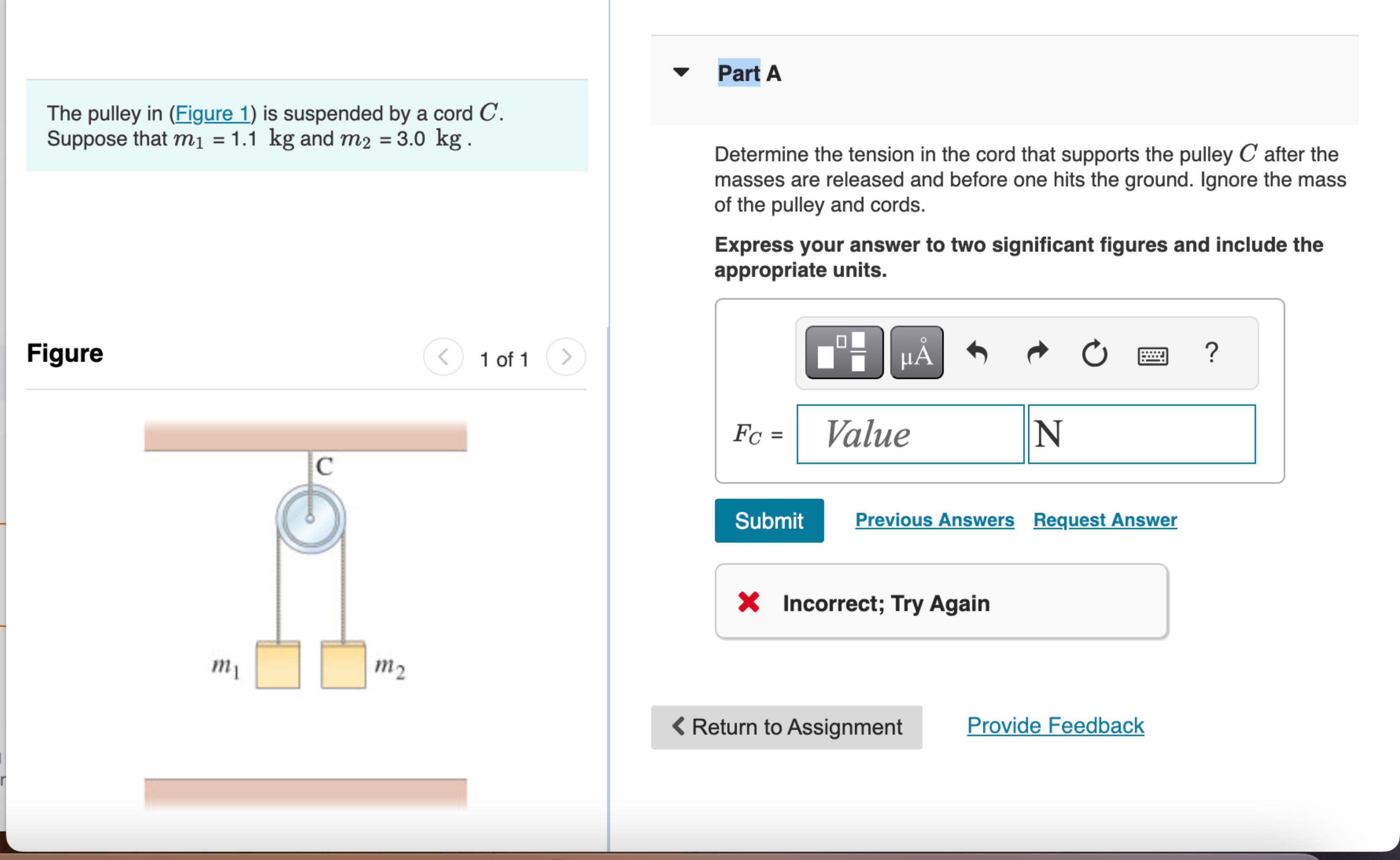 Solved The pulley in (Figure 1) ﻿is suspended by a cord | Chegg.com