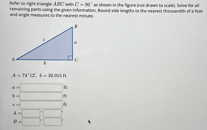 Solved Refer to right triangle ABC with C=90∘ as shown in | Chegg.com