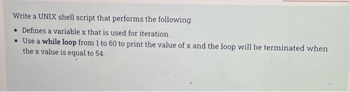 Solved Write A Unix Shell Script That Performs The 5657