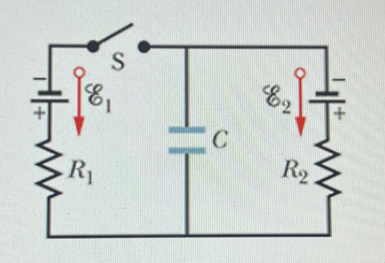 Solved The circuit shown in the figure has a capacitor, two | Chegg.com