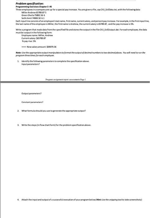 Solved Problem Specification Programming Exercises Chapter Chegg