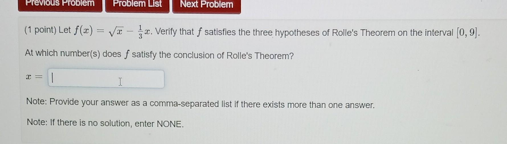 Solved (1 point) Let f(x)=x−31x. Verify that f satisfies the | Chegg.com