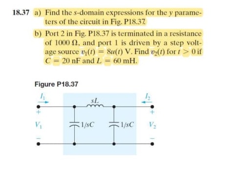 Solved 18.37 ﻿a) ﻿Find the s-domain expressions for the y | Chegg.com