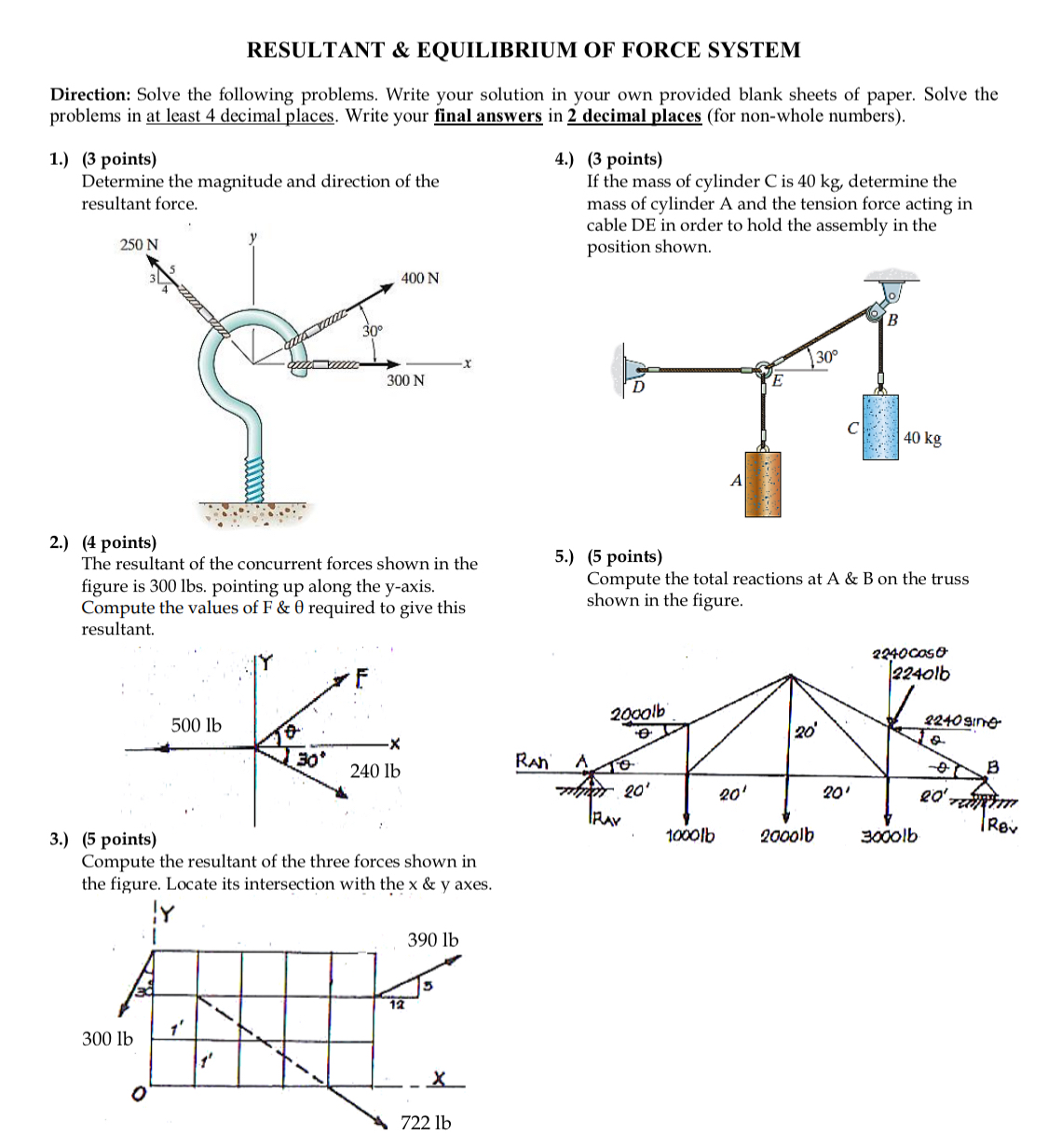 RESULTANT & EQUILIBRIUM OF FORCE SYSTEMDirection: | Chegg.com