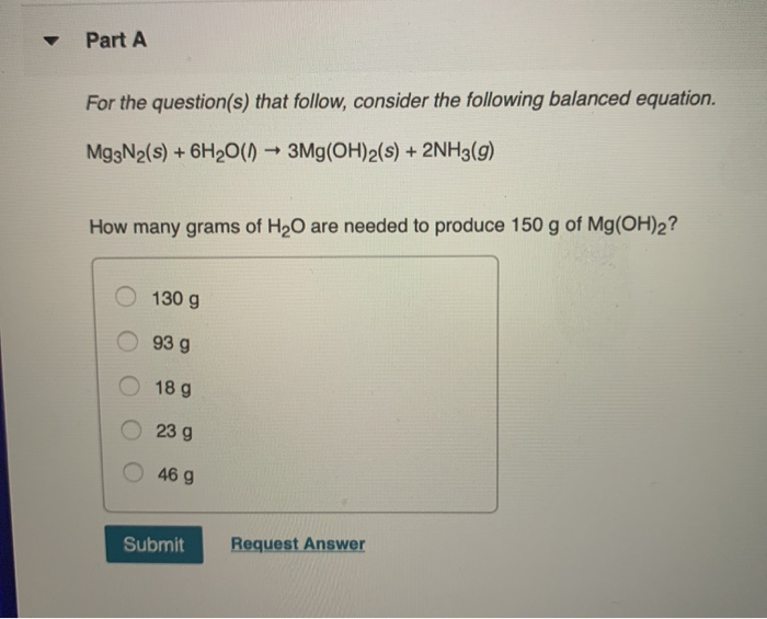 Solved Part A For the question(s) that follow, consider the | Chegg.com