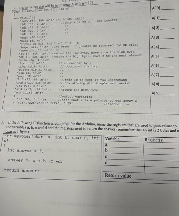 5. If the following C function is compiled for the | Chegg.com