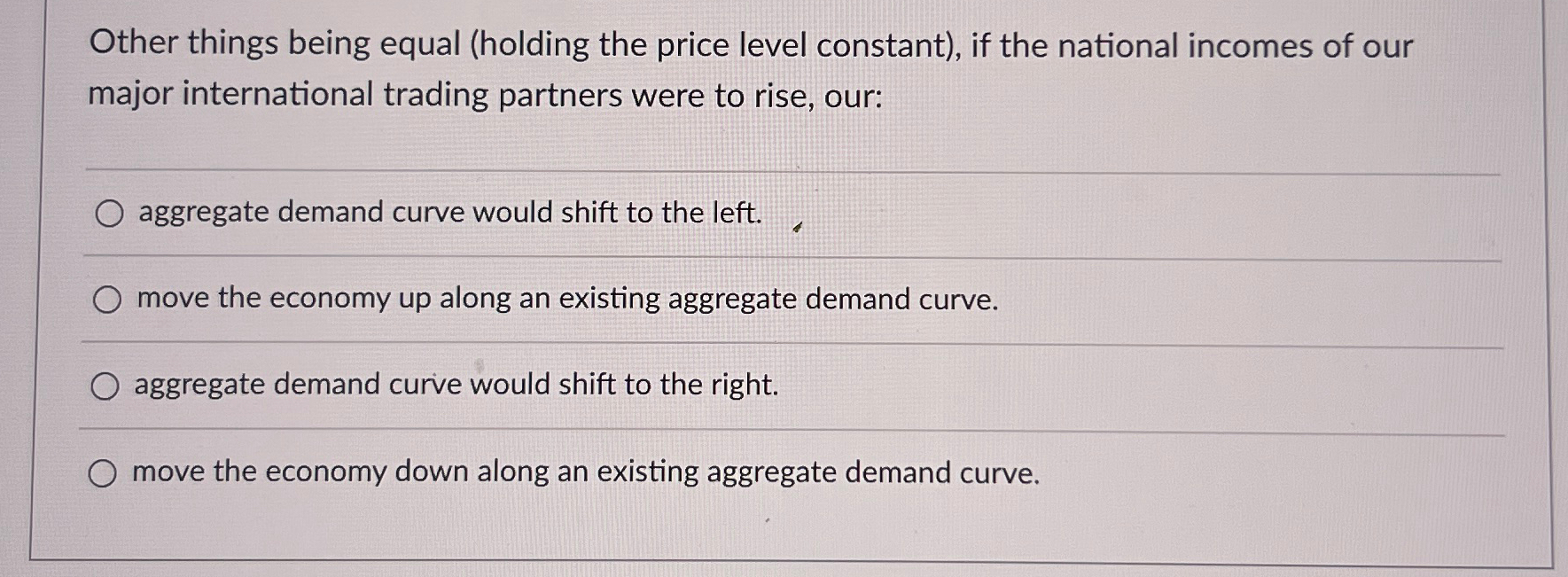 Solved Other things being equal (holding the price level | Chegg.com