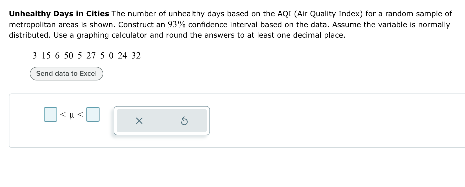 Solved Unhealthy Days in Cities The number of unhealthy days | Chegg.com