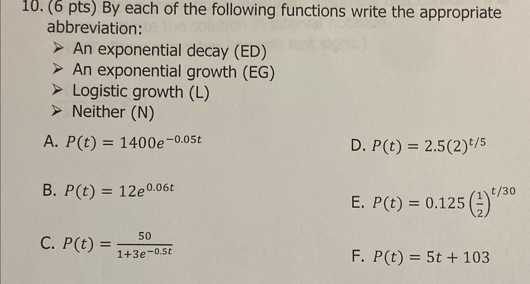 Solved (6 ﻿pts) ﻿By each of the following functions write | Chegg.com