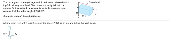 Solved Ground level The rectangular cistern (storage tank | Chegg.com