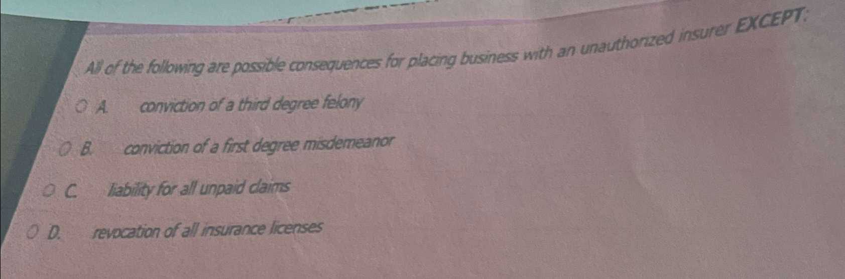 Solved all of the following are possible consequences for | Chegg.com