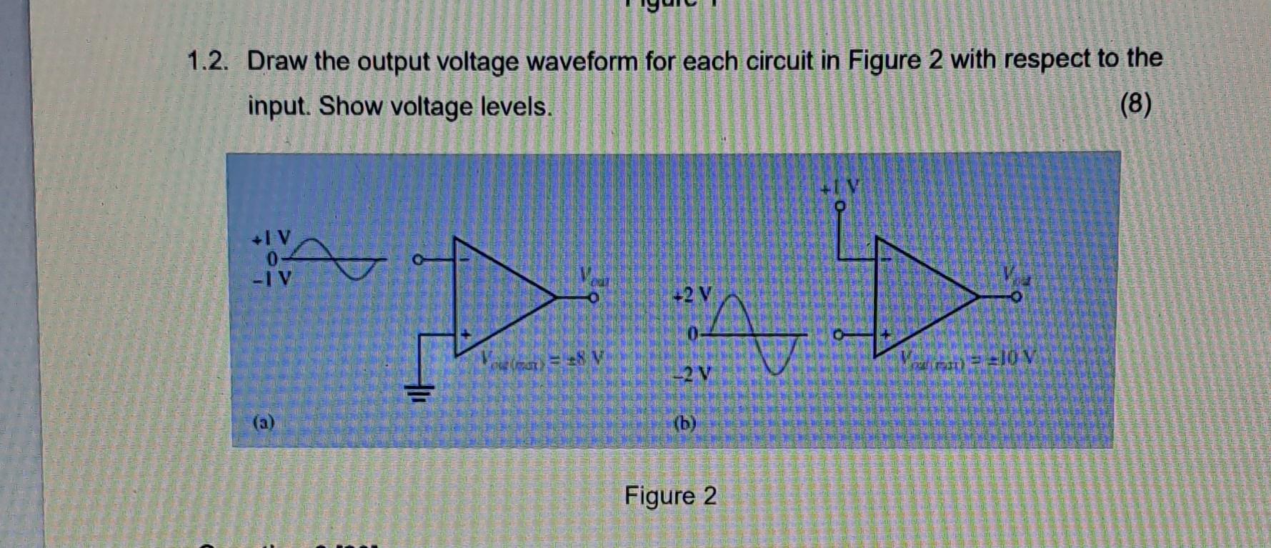 Solved 2 Draw The Output Voltage Waveform For Each Circuit