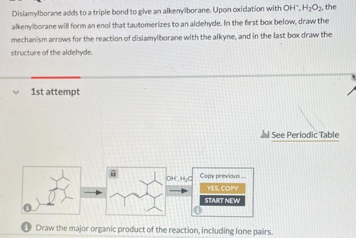 Solved Disiamylborane adds to a triple bond to give an | Chegg.com