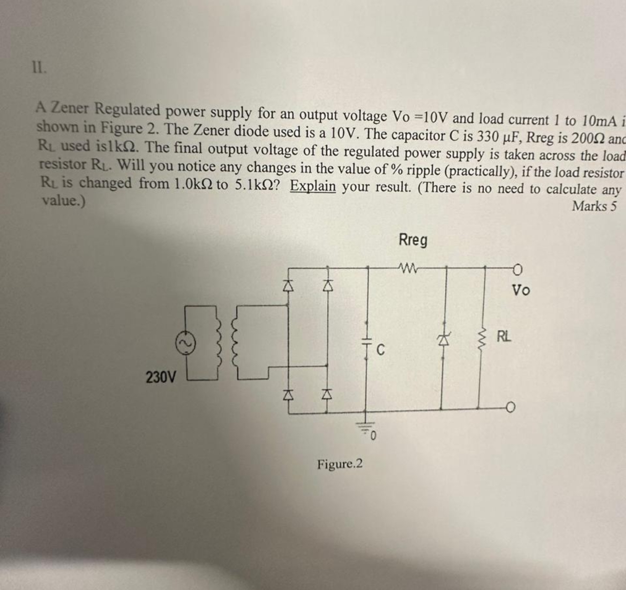 Solved by an EXPERT II.A Zener Regulated power supply for an output | Chegg.com