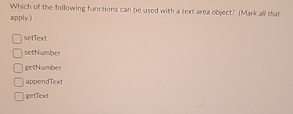 Solved Which of the following functions can be used with a | Chegg.com
