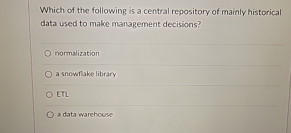Solved Which of the following is a central repository of | Chegg.com
