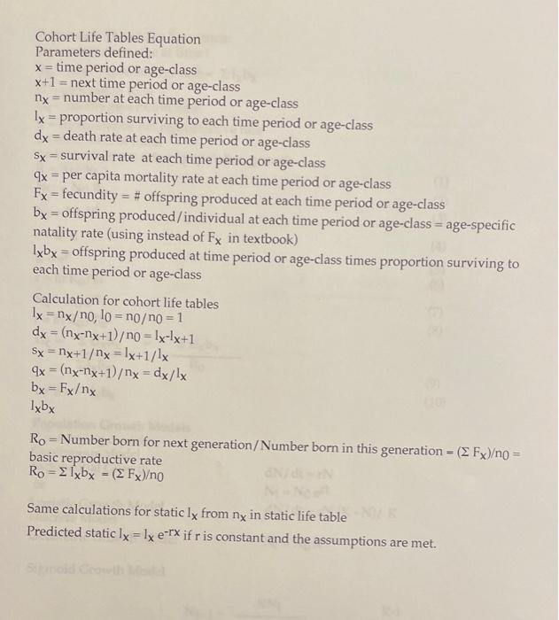 Solved 4. Static life tables for consecutive time periods | Chegg.com