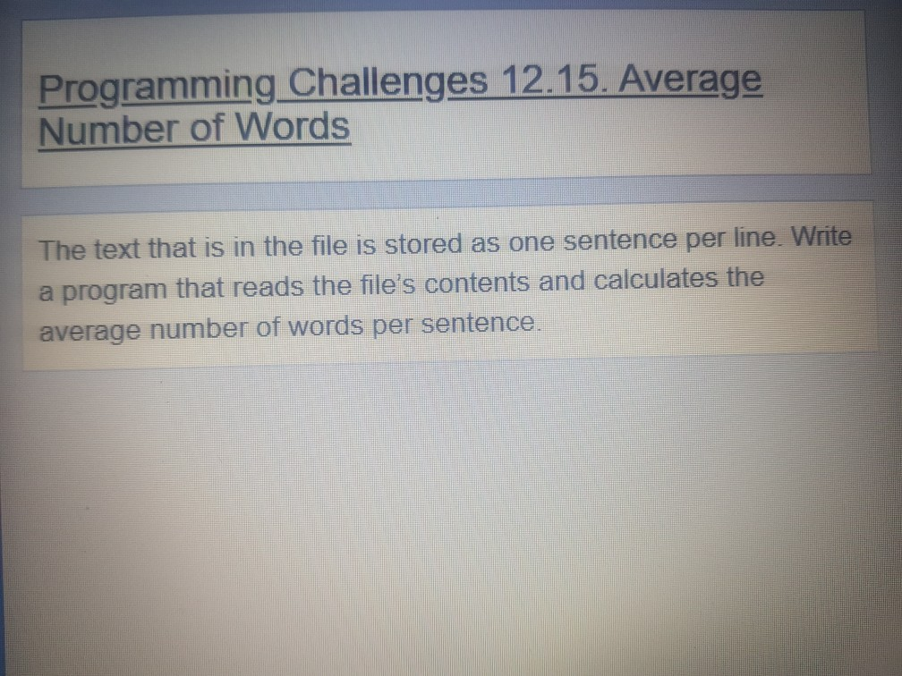 Solved Programming Challenges 12.15. Average Number of Words | Chegg.com