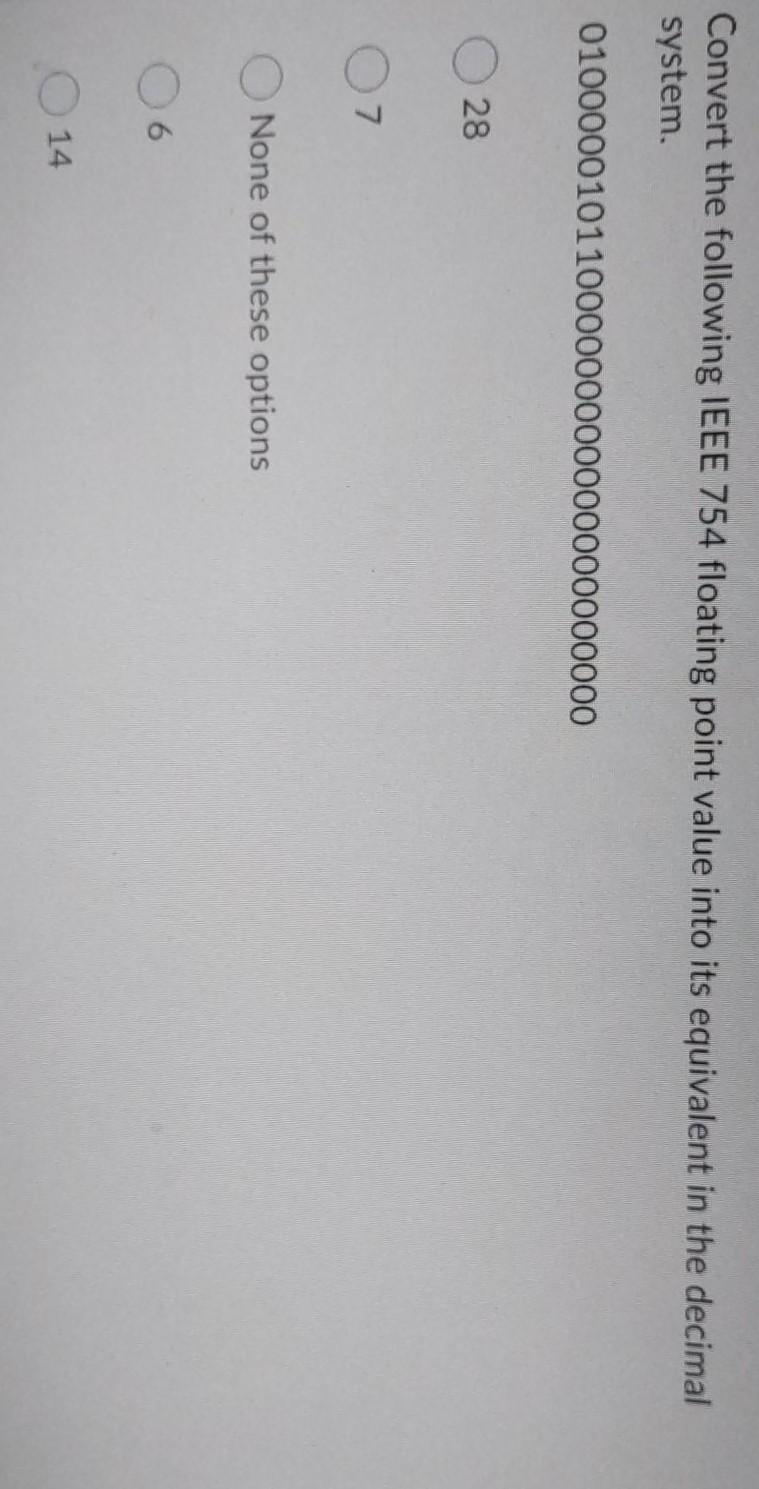 Solved Convert the following IEEE 754 floating point value | Chegg.com