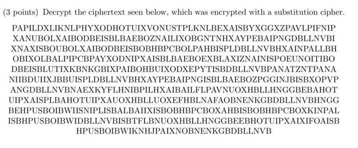 Solved (3 points) Decrypt the ciphertext seen below, which | Chegg.com