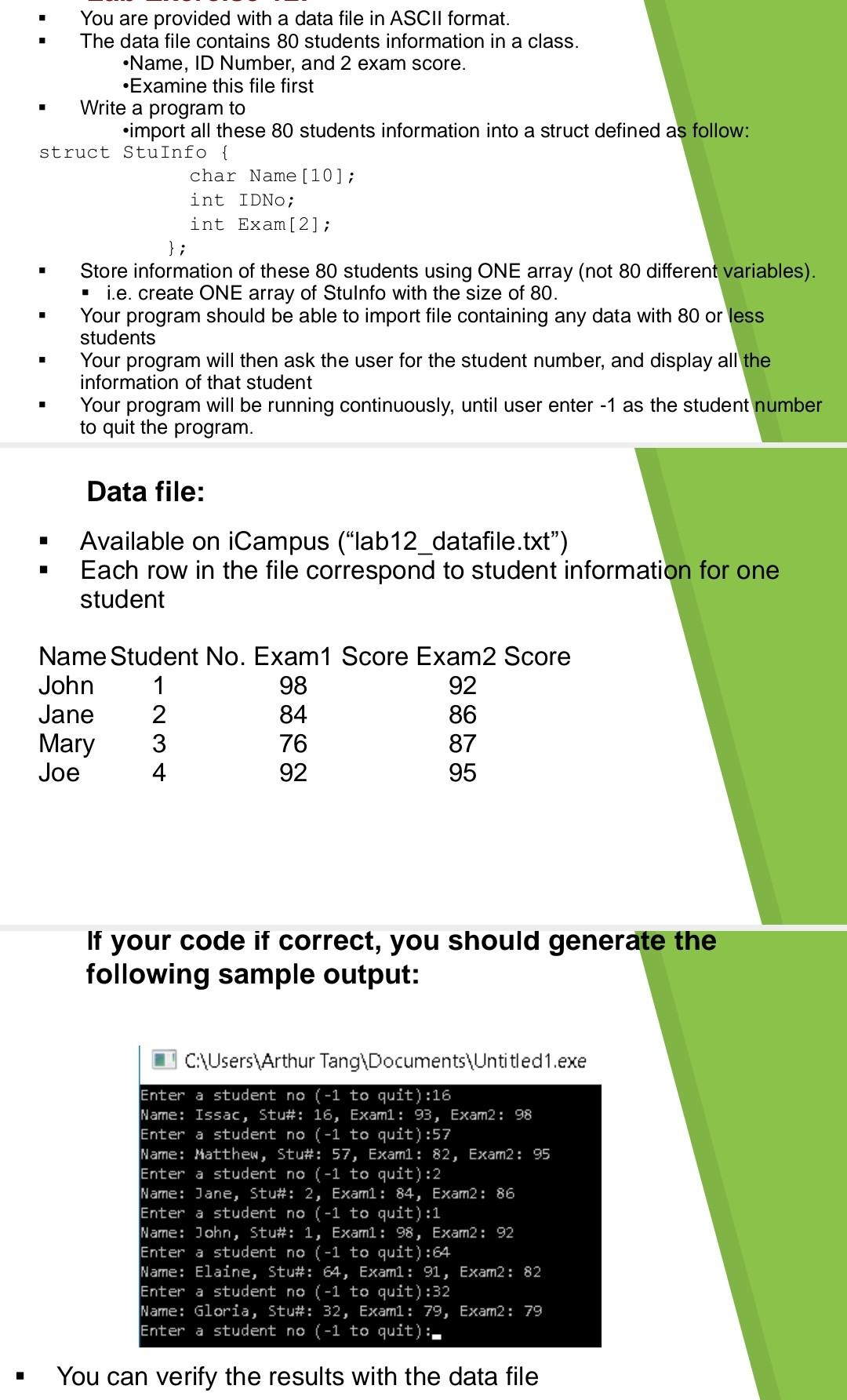 Solved You are provided with a data file in ASCII | Chegg.com