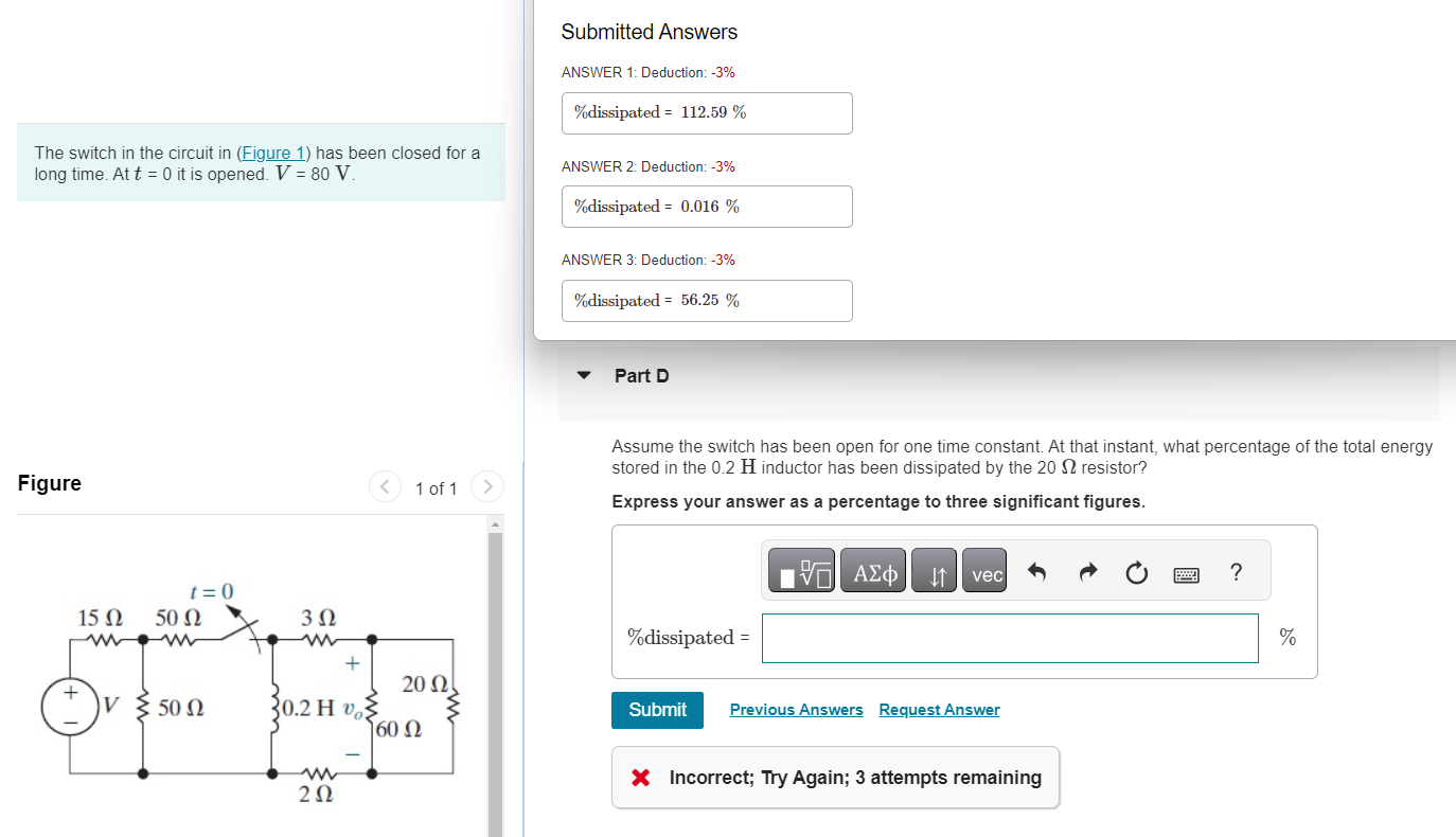 Solved Not too sure how to solve part D.The switch in the | Chegg.com