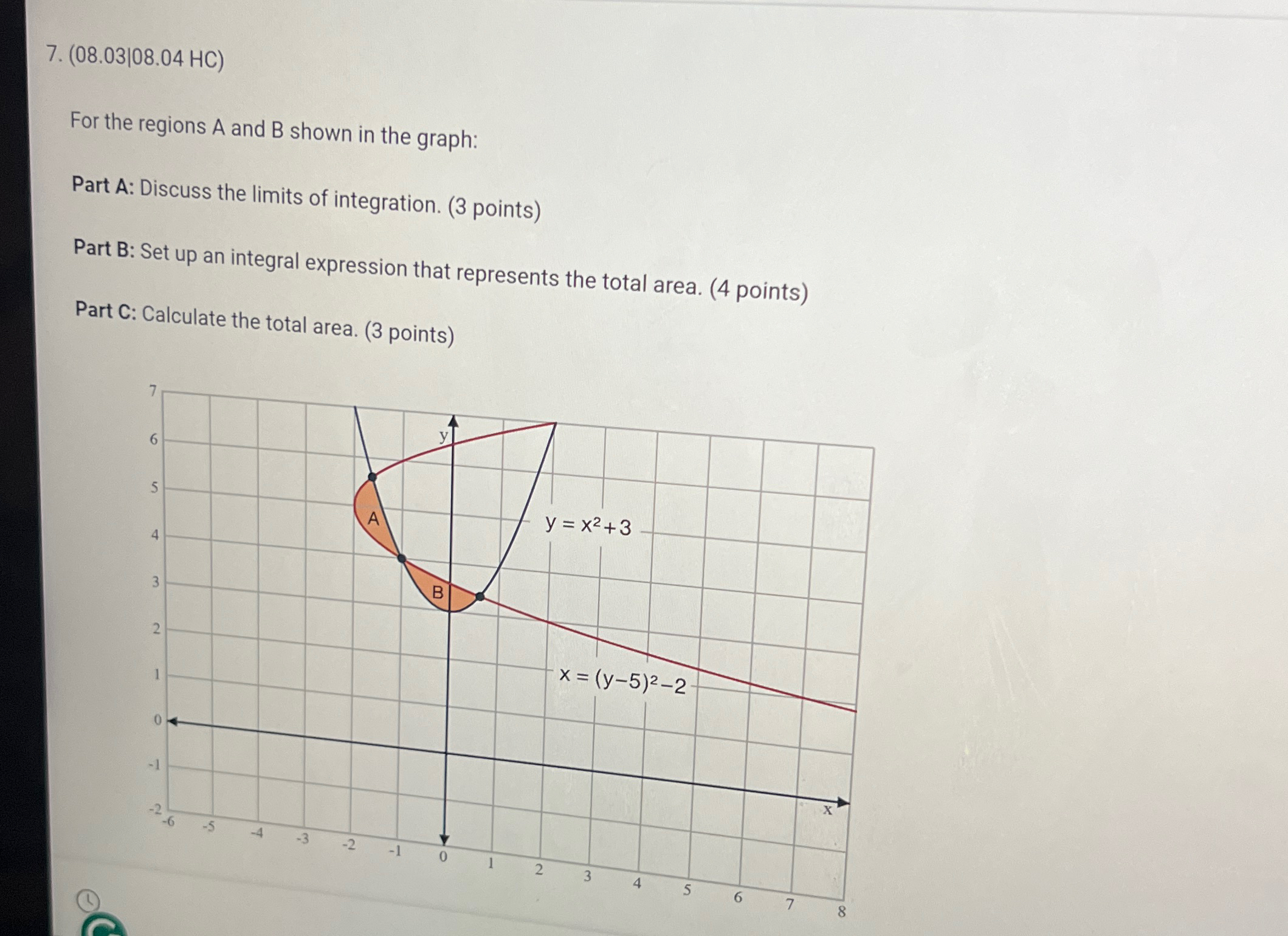Solved For the regions A and B ﻿shown in the graph:Part A: | Chegg.com