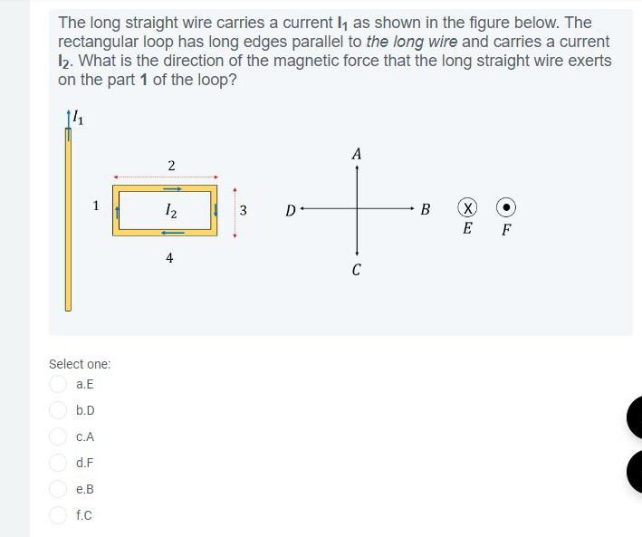 Solved The long straight wire carries a current I1 as shown | Chegg.com