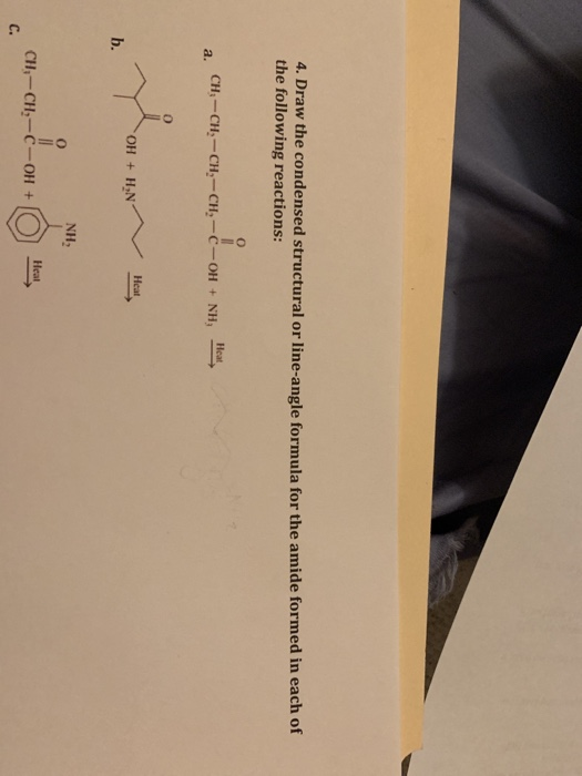 Solved 4. Draw the condensed structural or line-angle | Chegg.com