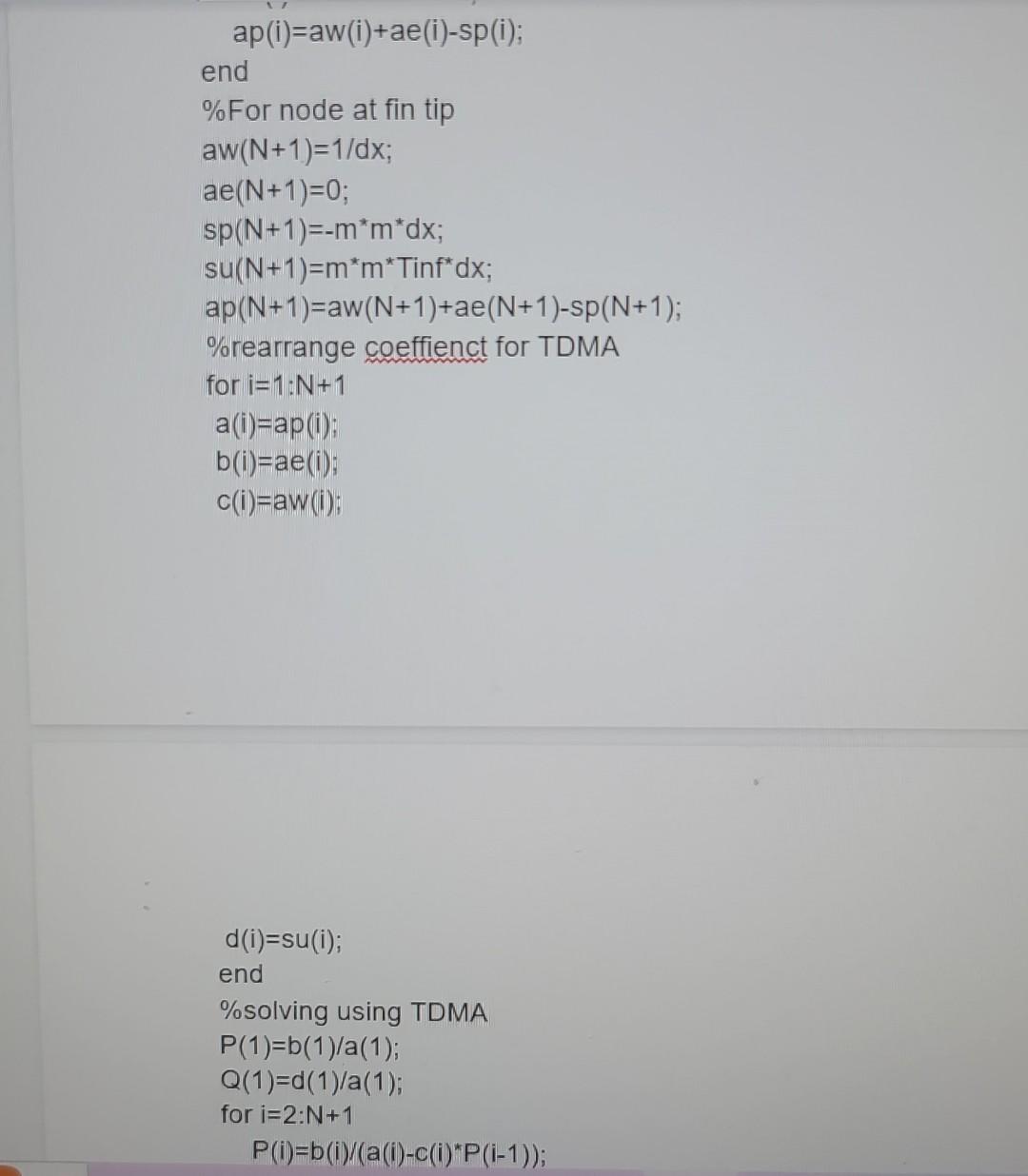 Solved % Heat transfer through fin using finite volume | Chegg.com