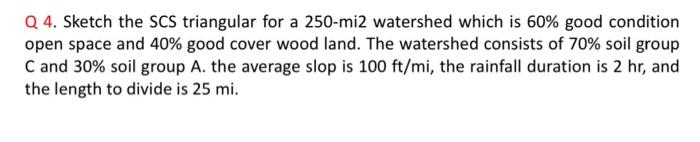 Solved Q 4. Sketch the SCS triangular for a 250−mi2 | Chegg.com
