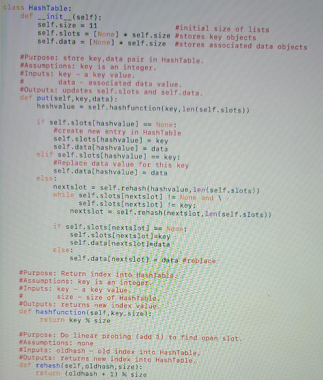 Solved Evaluation HashTable: does your _str_method work | Chegg.com
