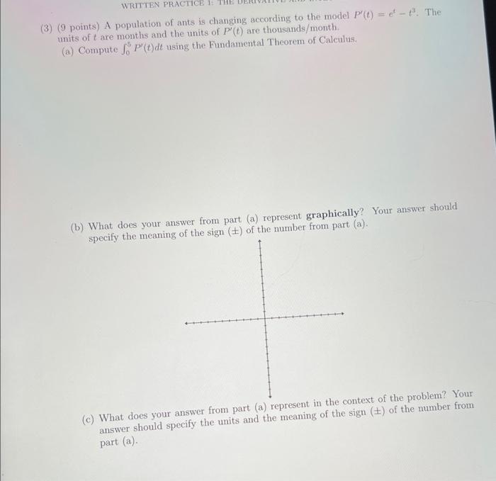 Solved (3) (9 points) A population of ants is changing | Chegg.com