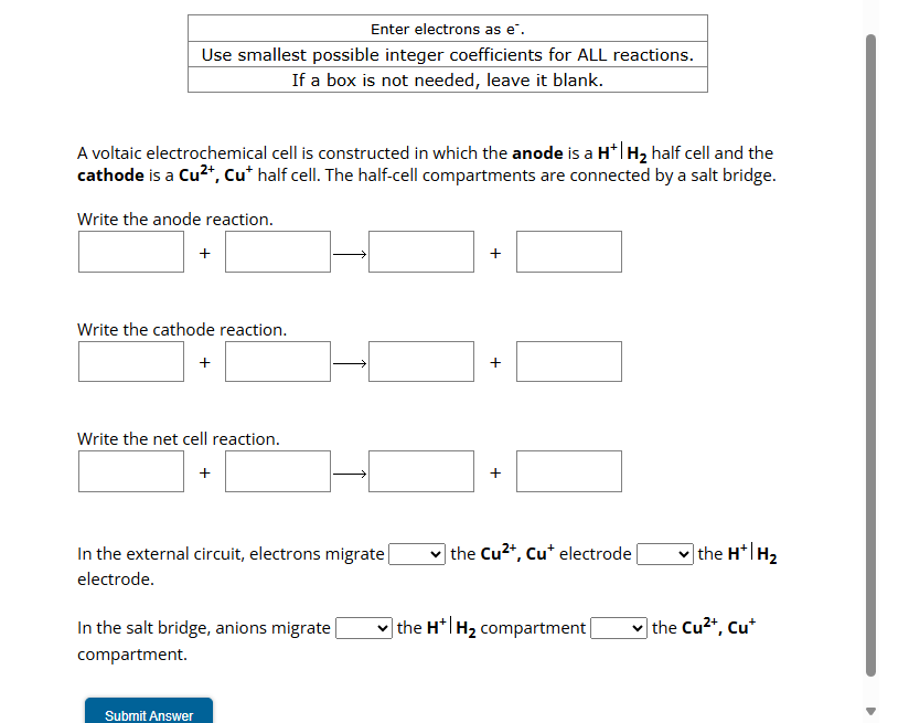 Solved A voltaic electrochemical cell is constructed in | Chegg.com