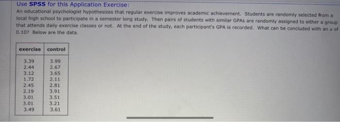 Solved Use SPSS for this Application Exercise: An | Chegg.com