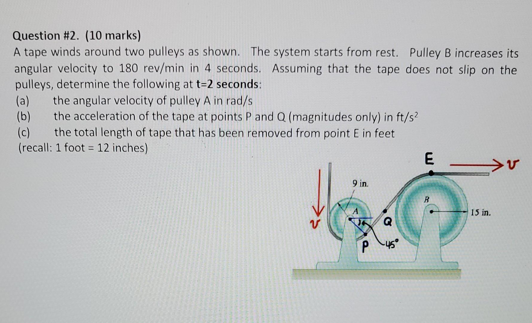 Solved Question #2. (10 marks) A tape winds around two | Chegg.com