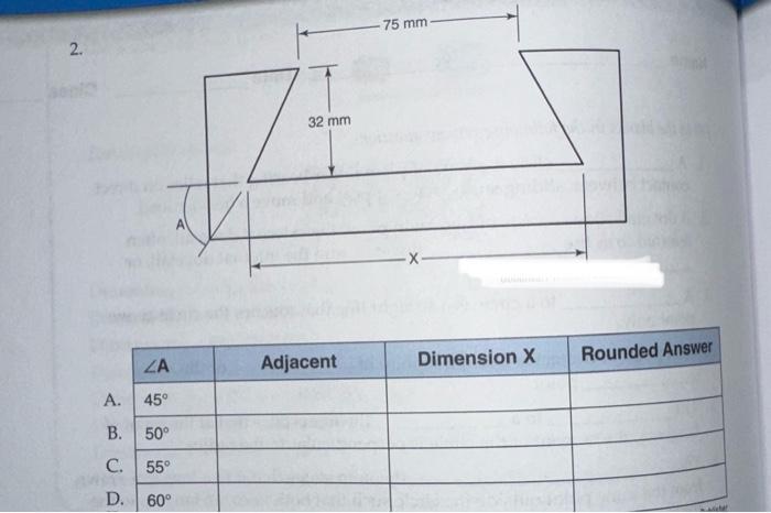 Solved 2. A. B. C. D. \begin{tabular}{|l|l|l|l|} \hline∠A & | Chegg.com