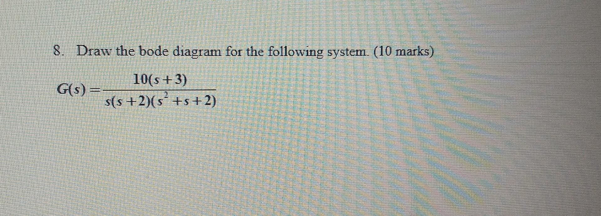 Solved 8. Draw the bode diagram for the following system. | Chegg.com