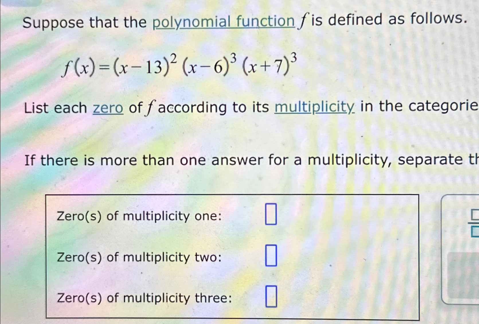 Solved Suppose that the polynomial function f ﻿is defined as | Chegg.com