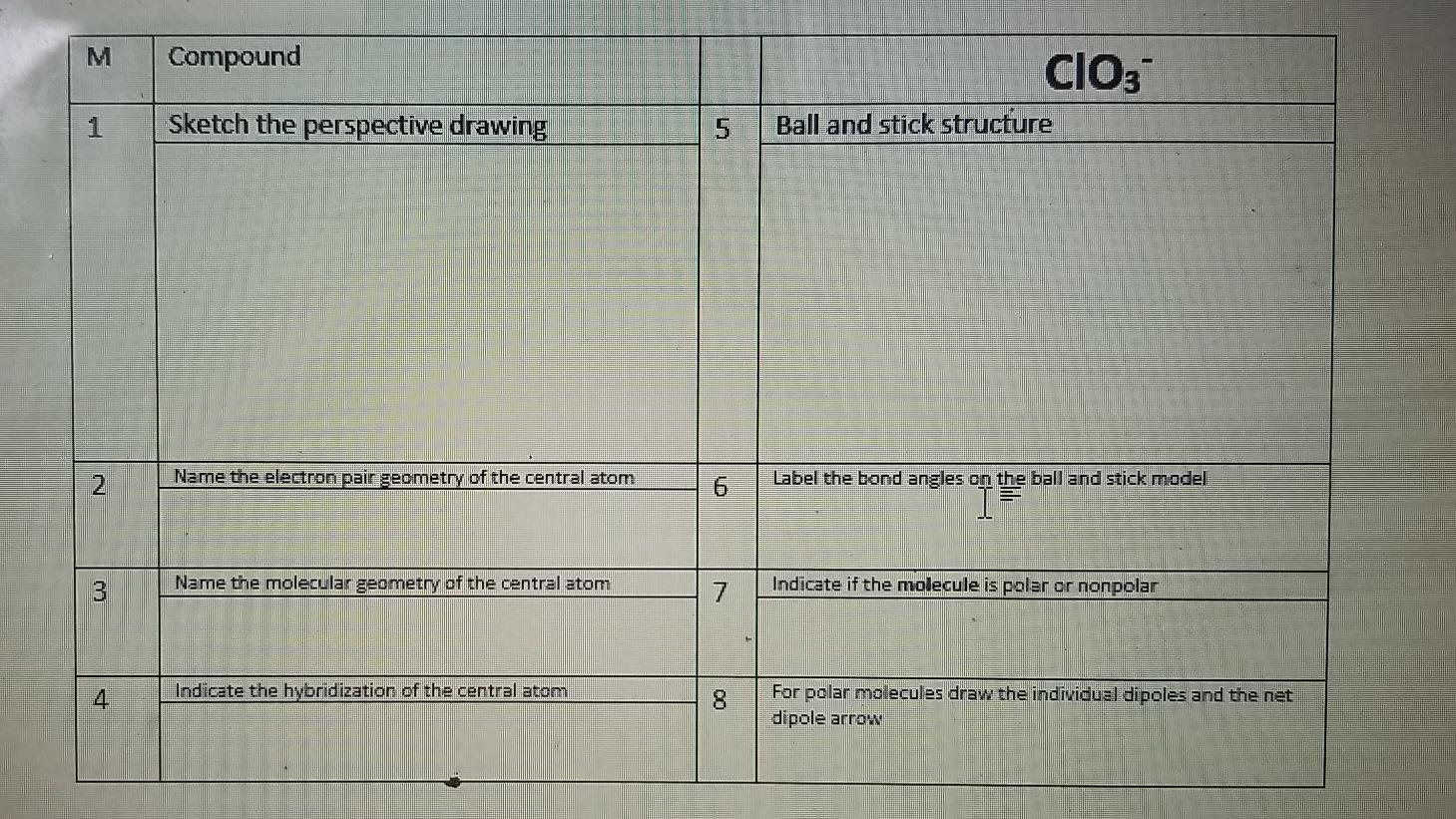 Solved L Compound ClO2 1 Sketch the perspective drawing 5 | Chegg.com