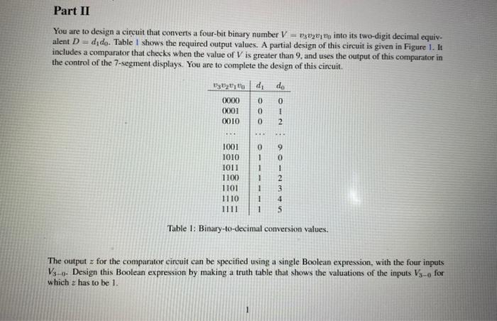 Solved Part II You are to design a circuit that converts a | Chegg.com