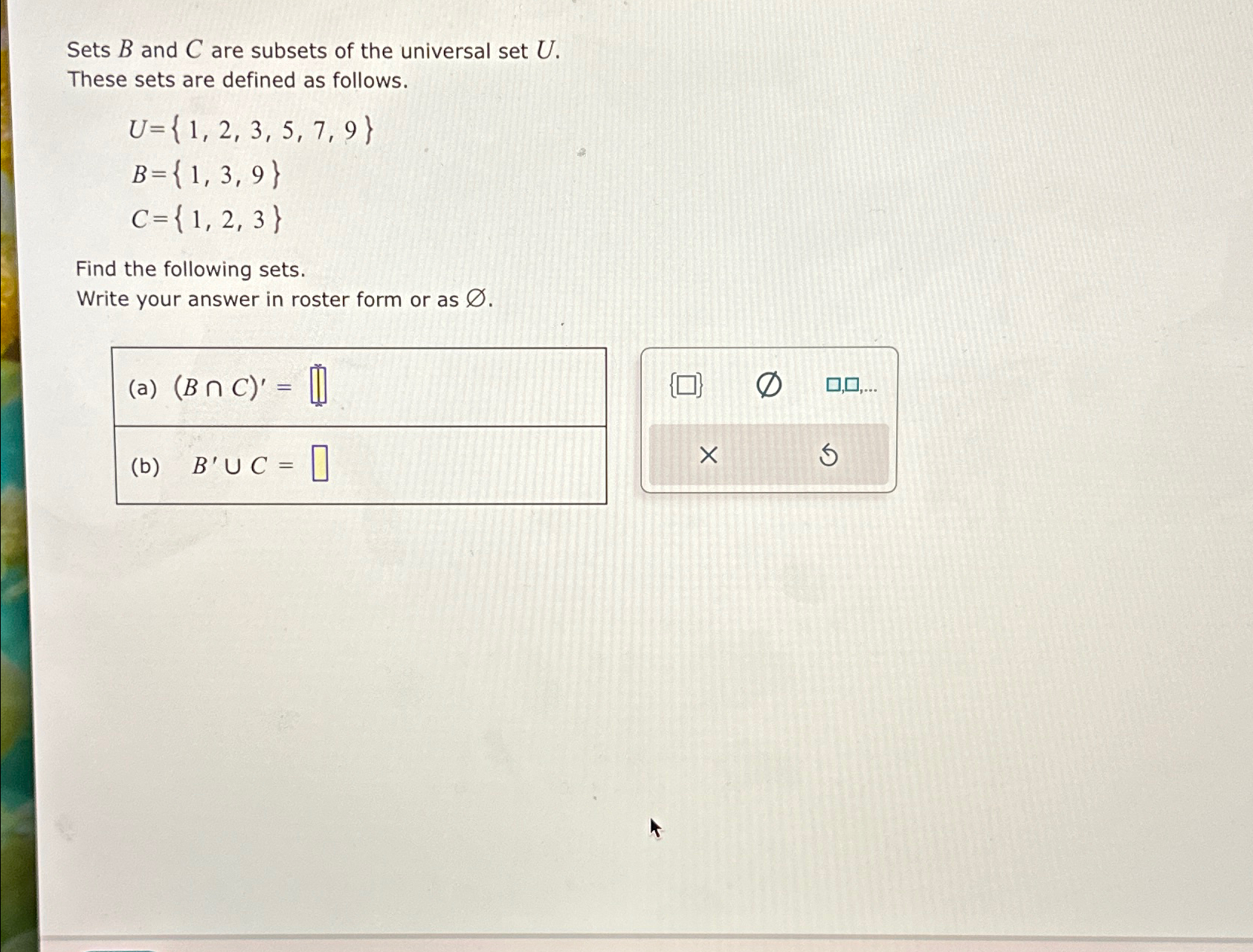 Solved Sets B ﻿and C ﻿are subsets of the universal set | Chegg.com